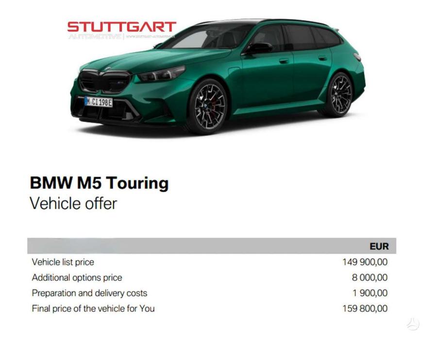 Green BMW M5 2025 in Kaunas, with an engine capacity of 4.40 L and mileage of 20 thousand km for 115500 €, photo 21 on AUTOMOTO.COM.LV