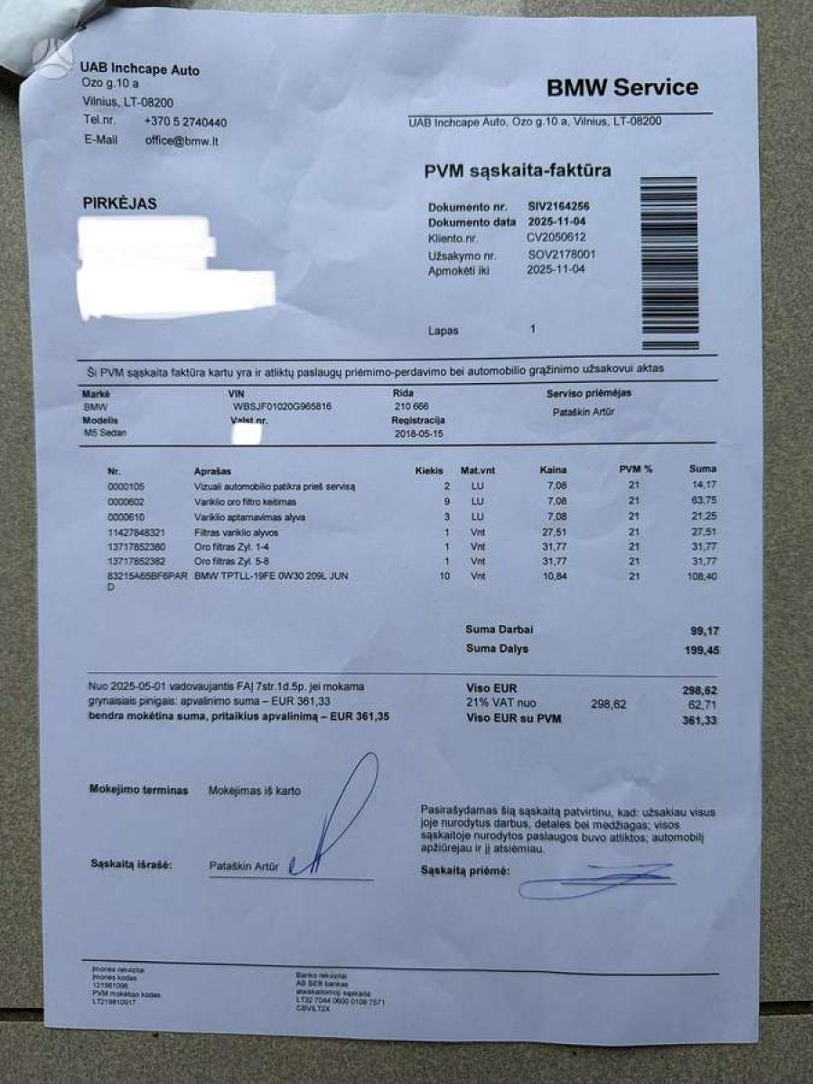 Grey BMW M5 2018 in Vilnius, with an engine capacity of 4.40 L and mileage of 212 thousand km for 37999 €, photo 47 on AUTOMOTO.COM.LV