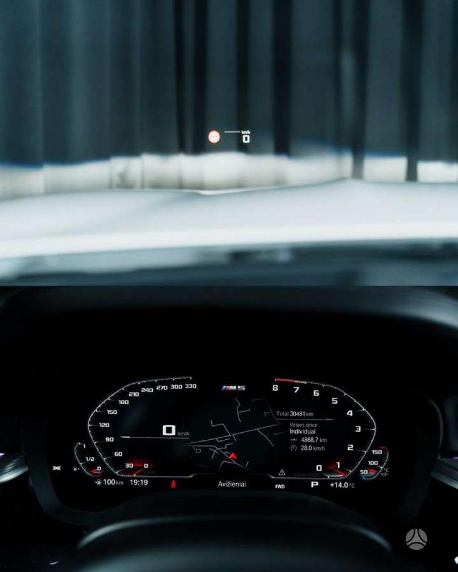 White BMW M5 2020 in Vilnius, with an engine capacity of 4.40 L and mileage of 30 thousand km for 55998 €, photo 25 on AUTOMOTO.COM.LV