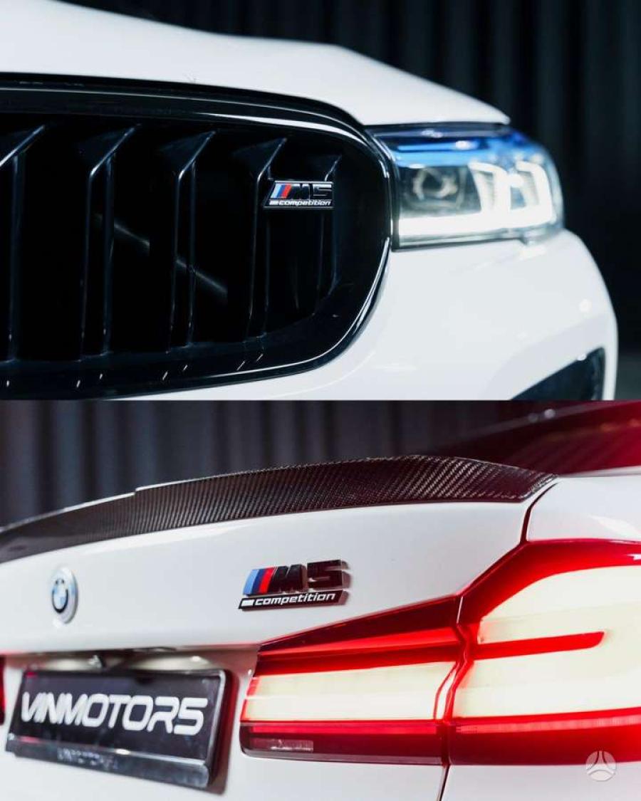 White BMW M5 2020 in Vilnius, with an engine capacity of 4.40 L and mileage of 30 thousand km for 54500 €, photo 11 on AUTOMOTO.COM.LV