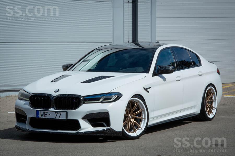White BMW M5 2022 in Riga, with an engine capacity of 4.40 L and mileage of 81 thousand km for 79000 €, photo 6 on AUTOMOTO.COM.LV