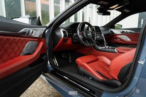 Blue BMW M8 2020 in Vilnius, with an engine capacity of 4.40 L and mileage of 54 thousand km for 71500 €, photo 14 on AUTOMOTO.COM.LV