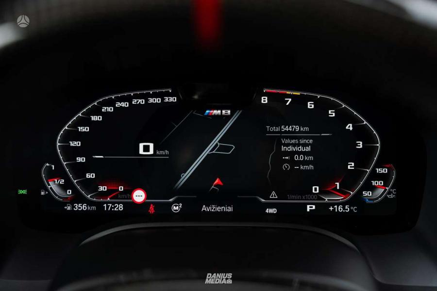 Blue BMW M8 2020 in Vilnius, with an engine capacity of 4.40 L and mileage of 54 thousand km for 71500 €, photo 23 on AUTOMOTO.COM.LV