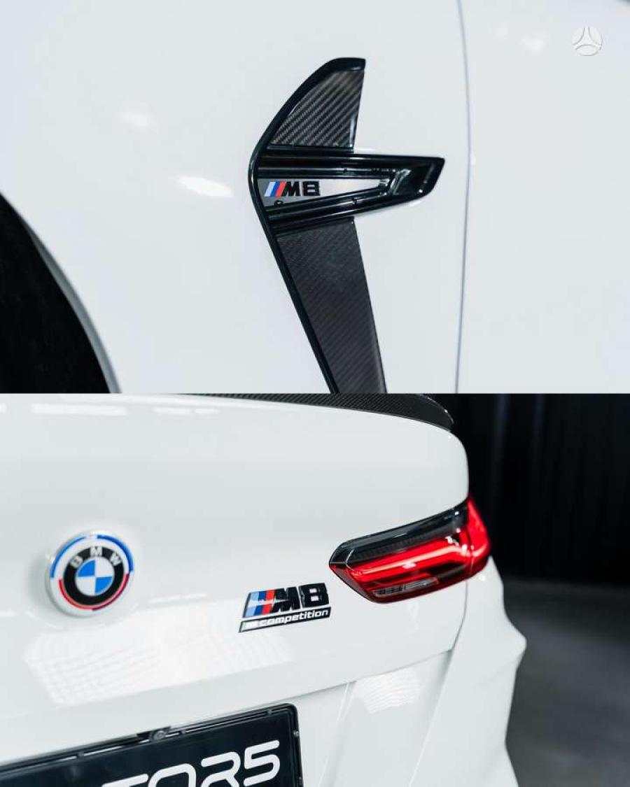 White BMW M8 2022 in Vilnius, with an engine capacity of 4.40 L and mileage of 49 thousand km for 57999 €, photo 12 on AUTOMOTO.COM.LV
