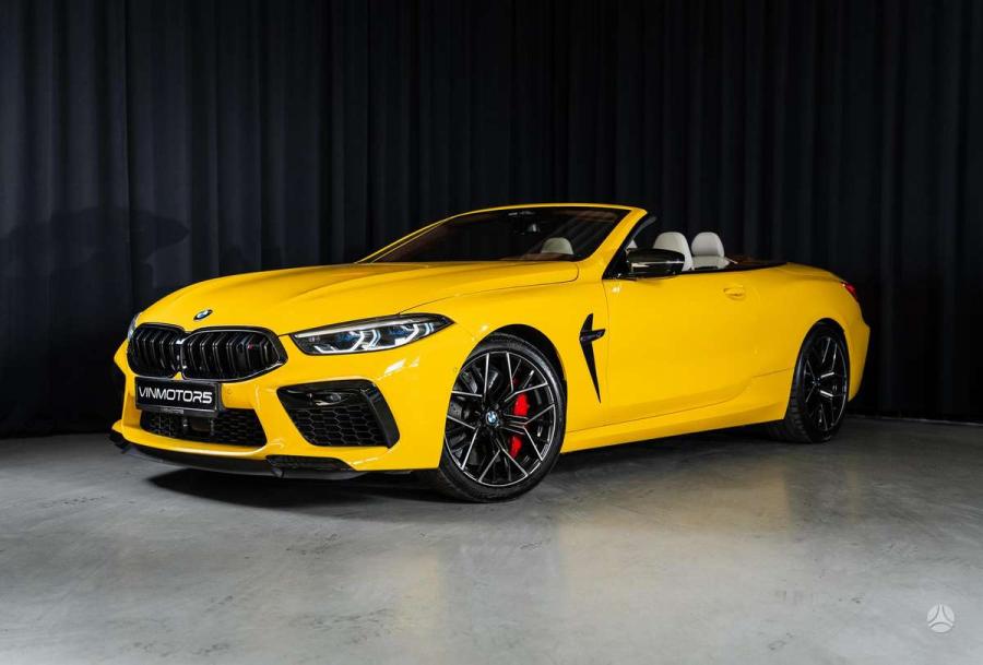 Yellow BMW M8 2022 in Vilnius, with an engine capacity of 4.40 L and mileage of 48 thousand km for 99999 €, photo 1 on AUTOMOTO.COM.LV