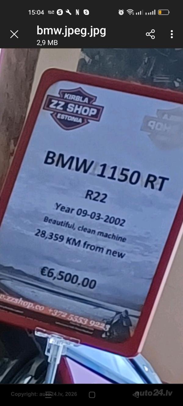 Red BMW R 1150RT 2002 in Parnu, with an engine capacity of 0.00 L and mileage of 28 thousand km for 5500 €, photo 4 on AUTOMOTO.COM.LV