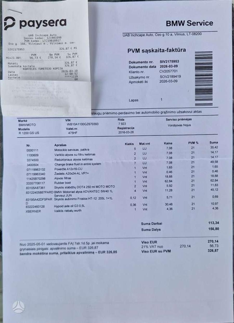 BMW R 1200GS 2016 Viļņa, ar dzinēja tilpumu 1.17 L un nobraukumu 10 tūkst. km par 11300 €, foto 10 vietnē AUTOMOTO.COM.LV