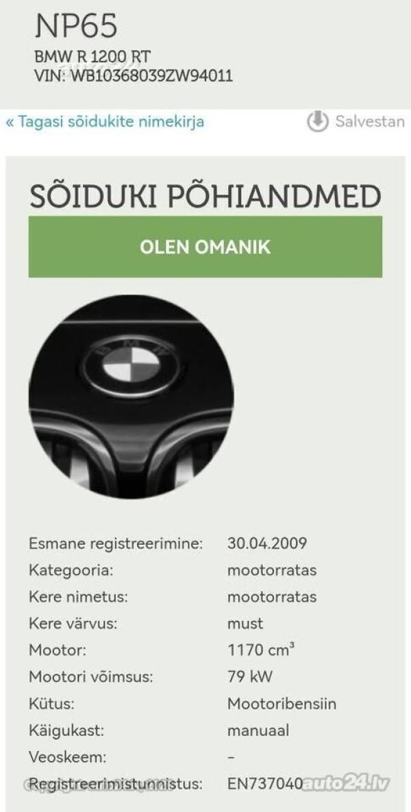 Черный БМВ R 1200RT 2009 в Нарва-Йыэсуу, объемом двигателя 1.17 л и пробегом 52 тыс. км за 5550 €, фото 9 на AUTOMOTO.COM.LV