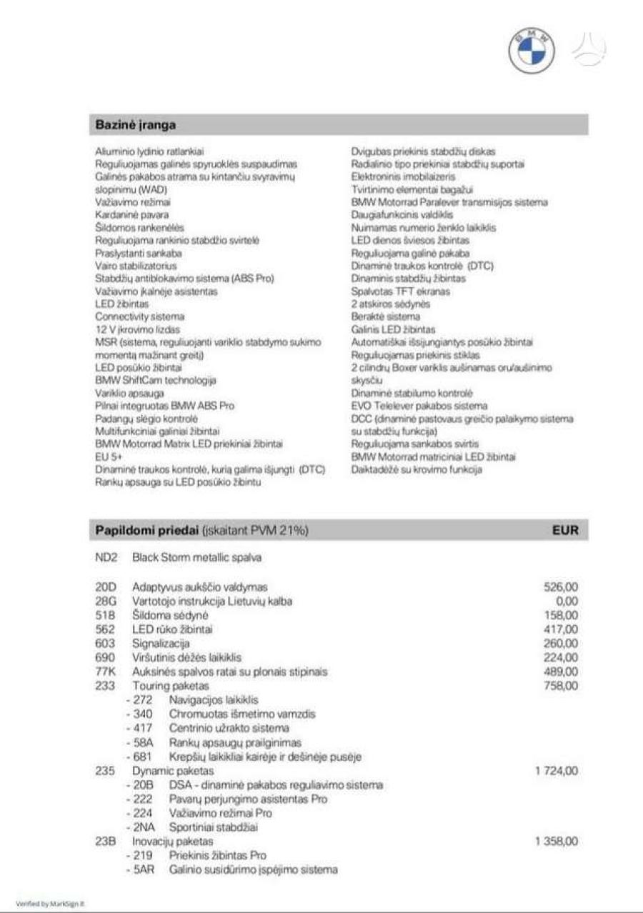 Черный БМВ R 1300GS 2025 в Вильнюс, объемом двигателя 1.30 л и пробегом 12 тыс. км за 23000 €, фото 15 на AUTOMOTO.COM.LV