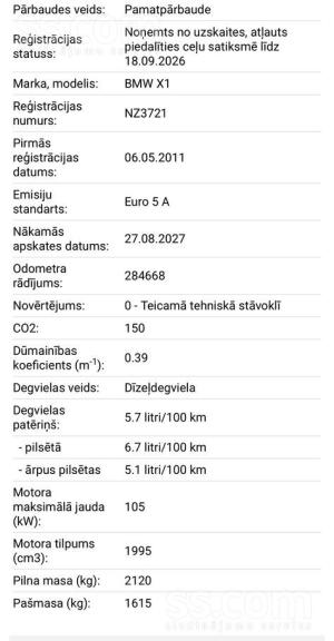 Melns BMW X1 2011 Jūrmala, ar dzinēja tilpumu 2.00 L un nobraukumu 286 tūkst. km par 5650 €, foto 36 vietnē AUTOMOTO.COM.LV