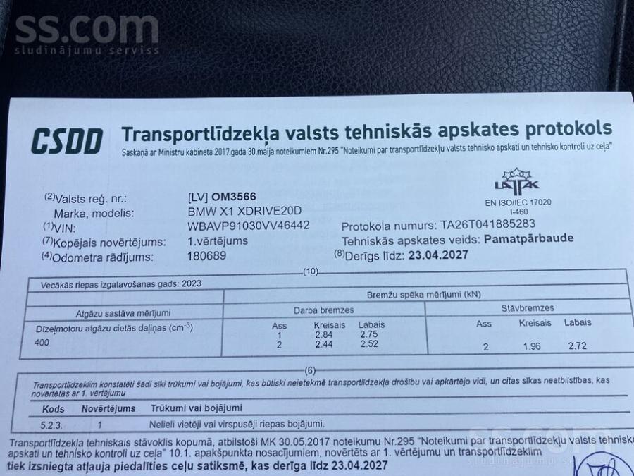 Black BMW X1 2014 in Talsi, with an engine capacity of 2.00 L and mileage of 181 thousand km for 11500 €, photo 25 on AUTOMOTO.COM.LV