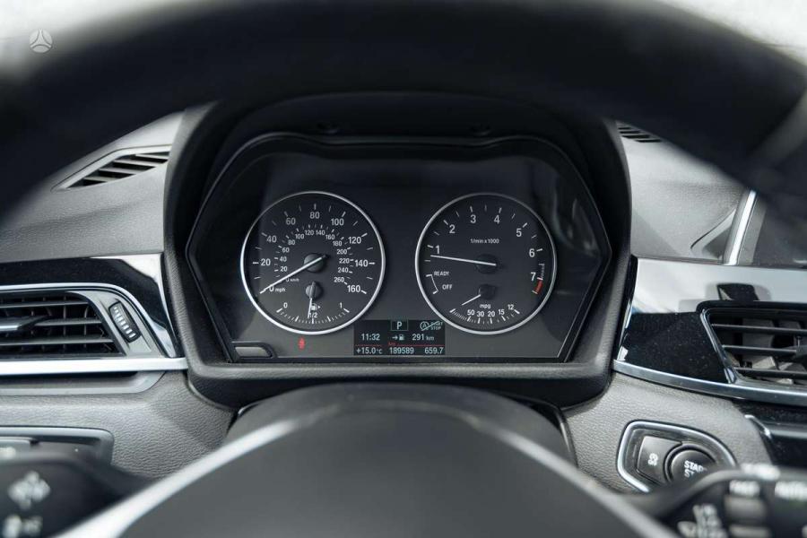 Black BMW X1 2017 in Klaipeda, with an engine capacity of 2.00 L and mileage of 190 thousand km for 13400 €, photo 21 on AUTOMOTO.COM.LV