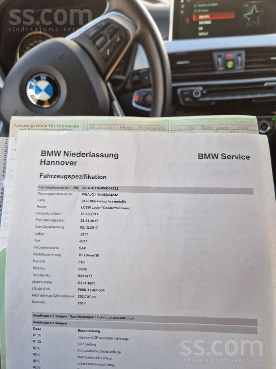 Melns BMW X1 2017 Tukums, ar dzinēja tilpumu 1.50 L un nobraukumu 203 tūkst. km par 12500 €, foto 6 vietnē AUTOMOTO.COM.LV