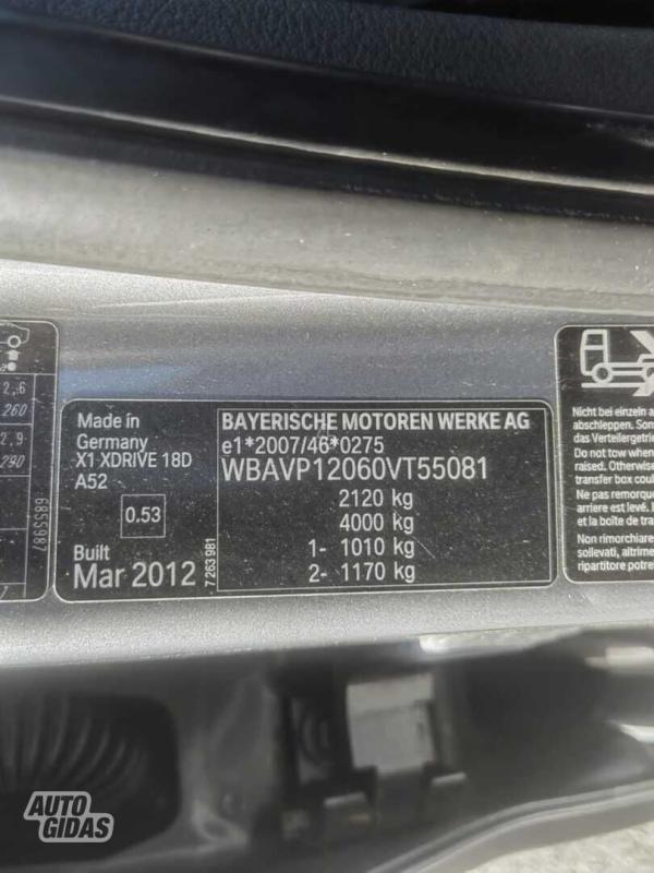 BMW X1 2012 Kauņa, ar dzinēja tilpumu 2.00 L un nobraukumu 101 tūkst. km par 3150 €, foto 9 vietnē AUTOMOTO.COM.LV