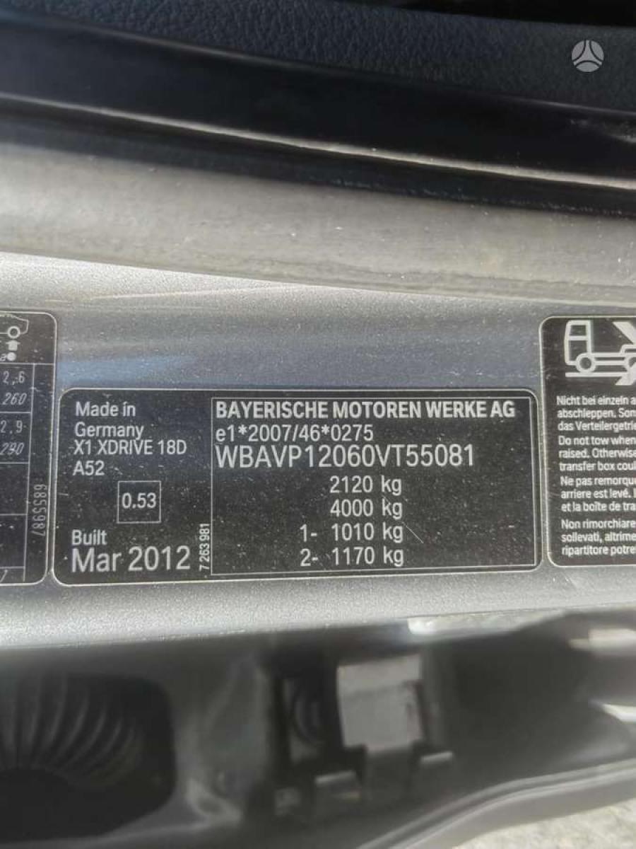 Pelēks BMW X1 2012 Kauņa, ar dzinēja tilpumu 2.00 L un nobraukumu 101 tūkst. km par 2650 €, foto 20 vietnē AUTOMOTO.COM.LV