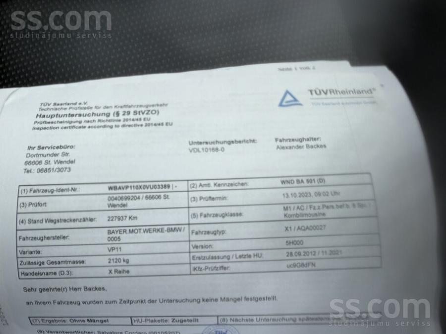 Серый БМВ Х1 2012 в Резекне, объемом двигателя 2.00 л и пробегом 280 тыс. км за 6750 €, фото 22 на AUTOMOTO.COM.LV