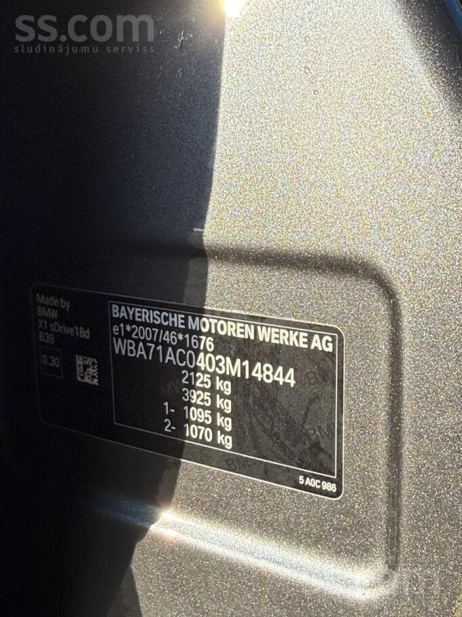 Pelēks BMW X1 2020 Aizkraukle, ar dzinēja tilpumu 2.00 L un nobraukumu 294 tūkst. km par 15670 €, foto 13 vietnē AUTOMOTO.COM.LV