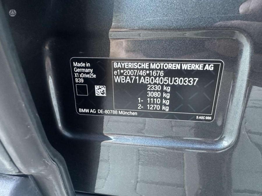 Grey BMW X1 2021 in Vilnius, with an engine capacity of 2.00 L and mileage of 115 thousand km for 19600 €, photo 40 on AUTOMOTO.COM.LV