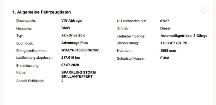 Grey BMW X2 2020 in Radviliskis, with an engine capacity of 2.00 L and mileage of 217 thousand km for 19999 €, photo 9 on AUTOMOTO.COM.LV