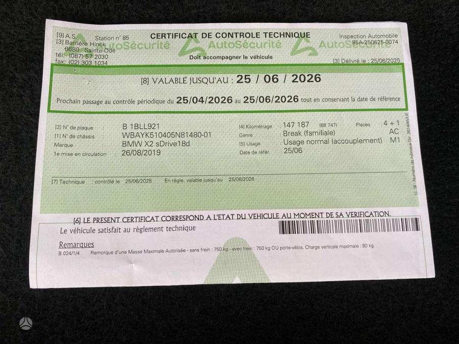 Белый БМВ X2 2019 в Расейняй, объемом двигателя 2.00 л и пробегом 179 тыс. км за 15300 €, фото 23 на AUTOMOTO.COM.LV