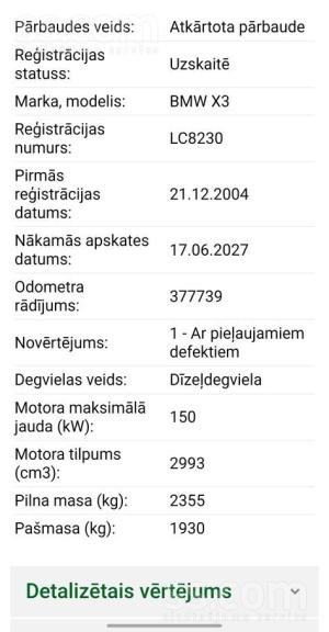 Melns BMW X3 2004 Rīga, ar dzinēja tilpumu 3.00 L un nobraukumu 380 tūkst. km par 4900 €, foto 17 vietnē AUTOMOTO.COM.LV