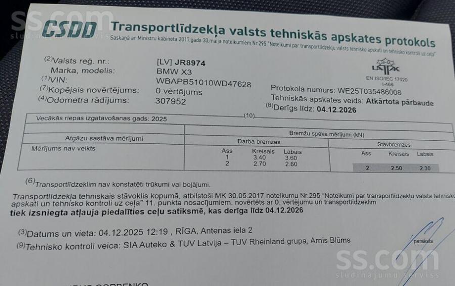Melns BMW X3 2005 Rīga, ar dzinēja tilpumu 3.00 L un nobraukumu 315 tūkst. km par 4100 €, foto 11 vietnē AUTOMOTO.COM.LV
