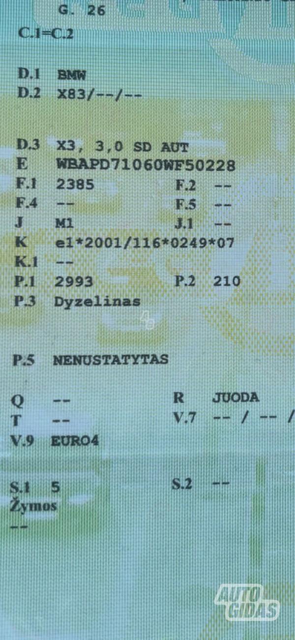 Melns BMW X3 2006 Viļņa, ar dzinēja tilpumu 3.00 L un nobraukumu 334 tūkst. km par 5000 €, foto 10 vietnē AUTOMOTO.COM.LV