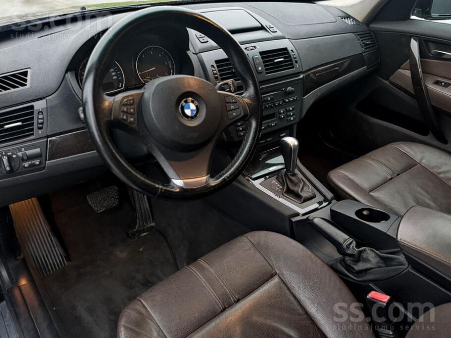 Black BMW X3 2007 in Bauska, with an engine capacity of 3.00 L and mileage of 306 thousand km for 5800 €, photo 10 on AUTOMOTO.COM.LV