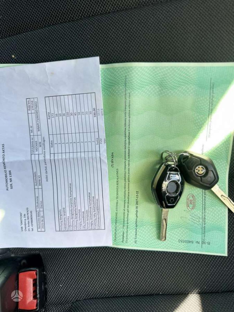 Черный БМВ Х3 2007 в Вильнюс, объемом двигателя 2.50 л и пробегом 298 тыс. км за 3800 €, фото 19 на AUTOMOTO.COM.LV