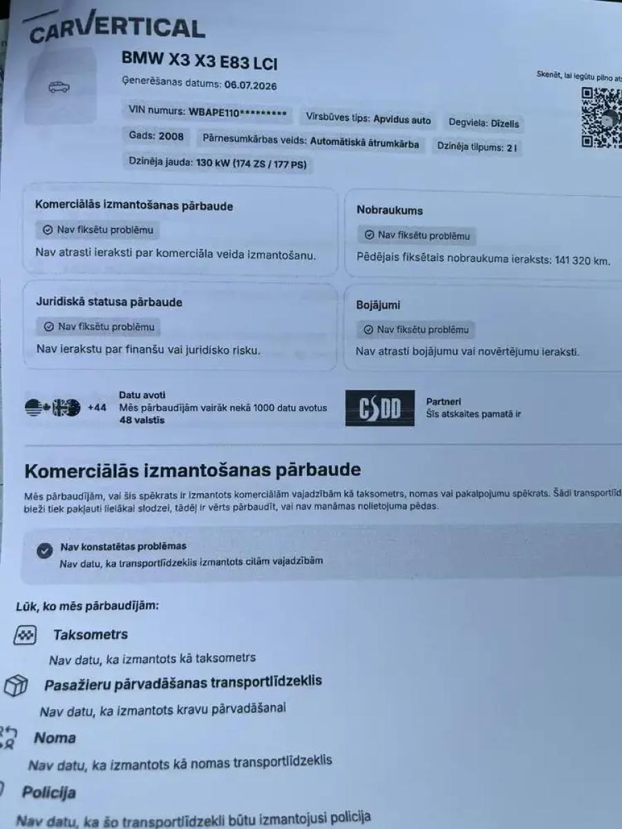 Черный БМВ Х3 2008 в Екабпилс, объемом двигателя 2.00 л и пробегом 184 тыс. км за 6850 €, фото 33 на AUTOMOTO.COM.LV