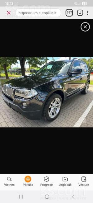 Black BMW X3 2010 in Riga, with an engine capacity of 3.00 L and mileage of 273 thousand km for 6900 €, photo  on AUTOMOTO.COM.LV
