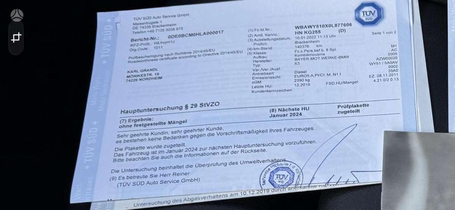 Black BMW X3 2011 in Telschi, with an engine capacity of 2.99 L and mileage of 193 thousand km for 9500 €, photo 30 on AUTOMOTO.COM.LV