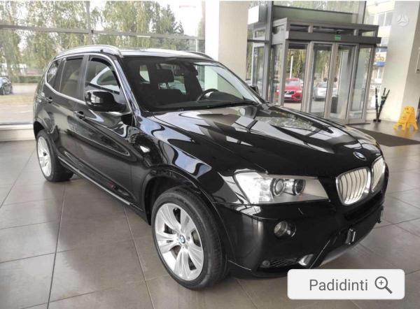 Melns BMW X3 2012 Panevēža, ar dzinēja tilpumu 2.99 L un nobraukumu 2002 tūkst. km par 12500 €, foto 1 vietnē AUTOMOTO.COM.LV