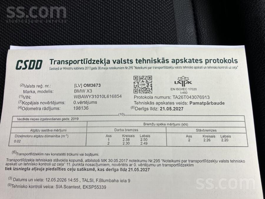 Black BMW X3 2012 in Talsi, with an engine capacity of 2.00 L and mileage of 198 thousand km for 10999 €, photo 20 on AUTOMOTO.COM.LV