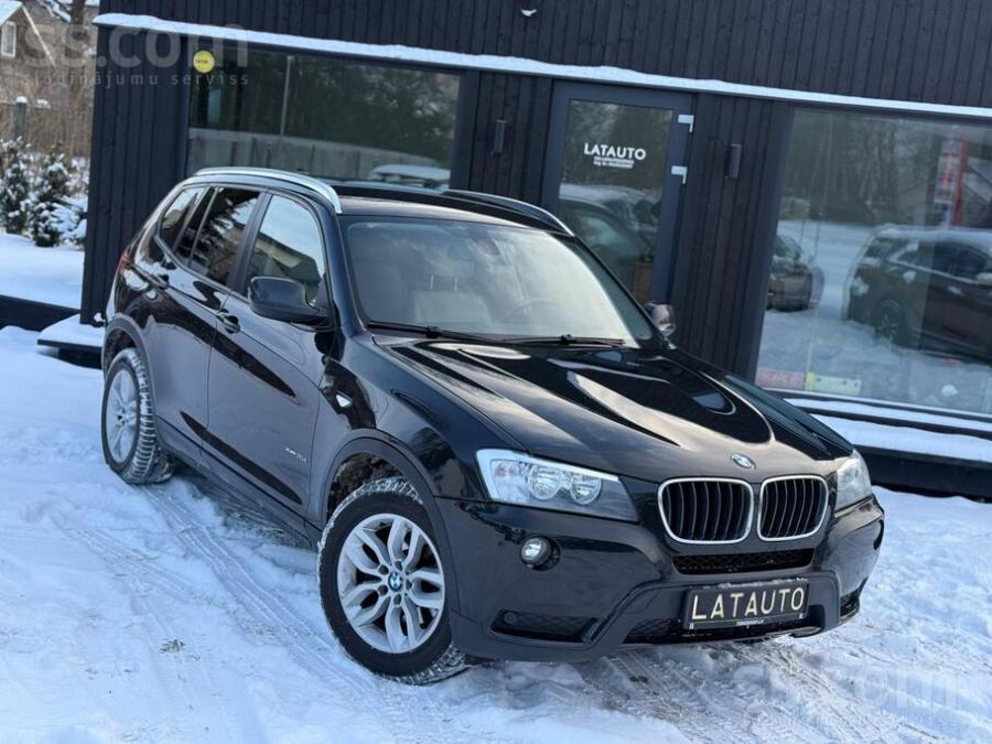 Black BMW X3 2013 in Riga, with an engine capacity of 2.00 L and mileage of 349 thousand km for 8550 €, photo 1 on AUTOMOTO.COM.LV