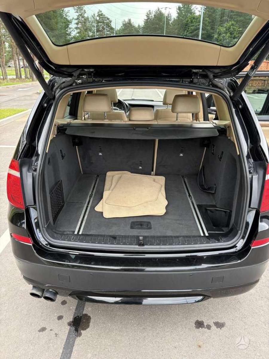 Black BMW X3 2013 in Utena, with an engine capacity of 2.00 L and mileage of 195 thousand km for 6600 €, photo 25 on AUTOMOTO.COM.LV