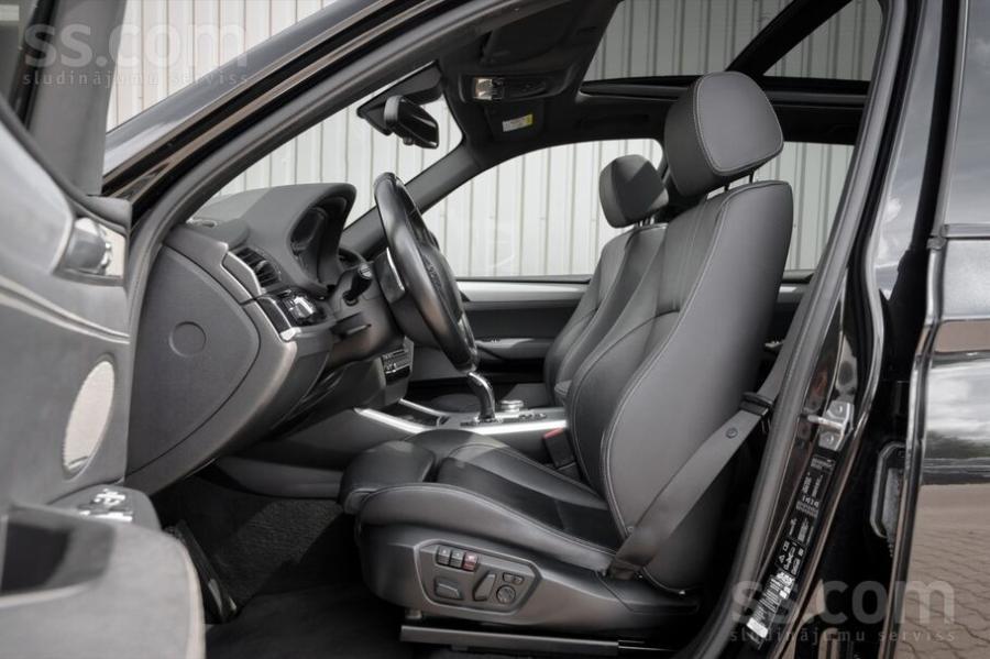 Black BMW X3 2015 in Talsi, with an engine capacity of 3.00 L and mileage of 232 thousand km for 17950 €, photo 10 on AUTOMOTO.COM.LV