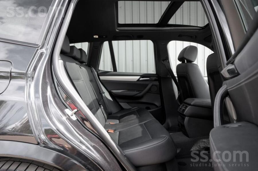 Black BMW X3 2015 in Talsi, with an engine capacity of 3.00 L and mileage of 232 thousand km for 17950 €, photo 12 on AUTOMOTO.COM.LV
