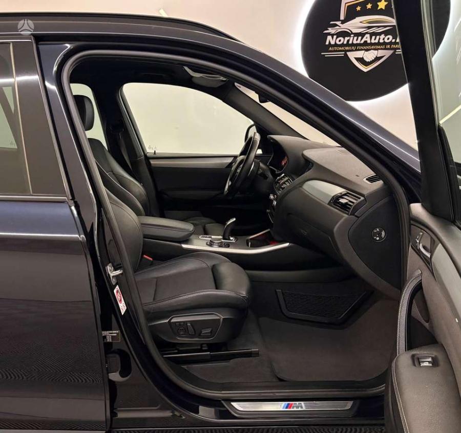Black BMW X3 2015 in Marijampole, with an engine capacity of 2.99 L and mileage of 202 thousand km for 15500 €, photo 12 on AUTOMOTO.COM.LV