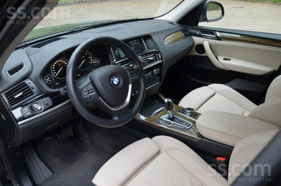 Black BMW X3 2016 in Riga, with an engine capacity of 2.00 L and mileage of 179 thousand km for 16490 €, photo 13 on AUTOMOTO.COM.LV