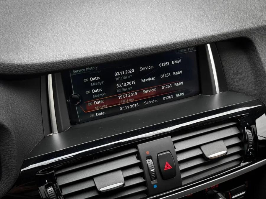 Black BMW X3 2016 in Riga, with an engine capacity of 2.00 L and mileage of 195 thousand km for 16700 €, photo 34 on AUTOMOTO.COM.LV