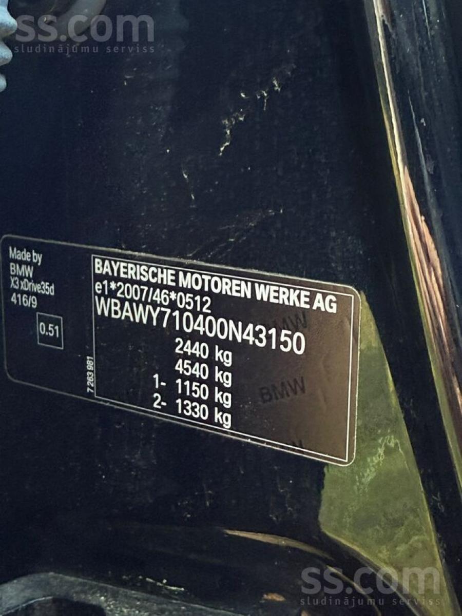Melns BMW X3 2017 Rīga, ar dzinēja tilpumu 3.00 L un nobraukumu 254 tūkst. km par 17200 €, foto 14 vietnē AUTOMOTO.COM.LV