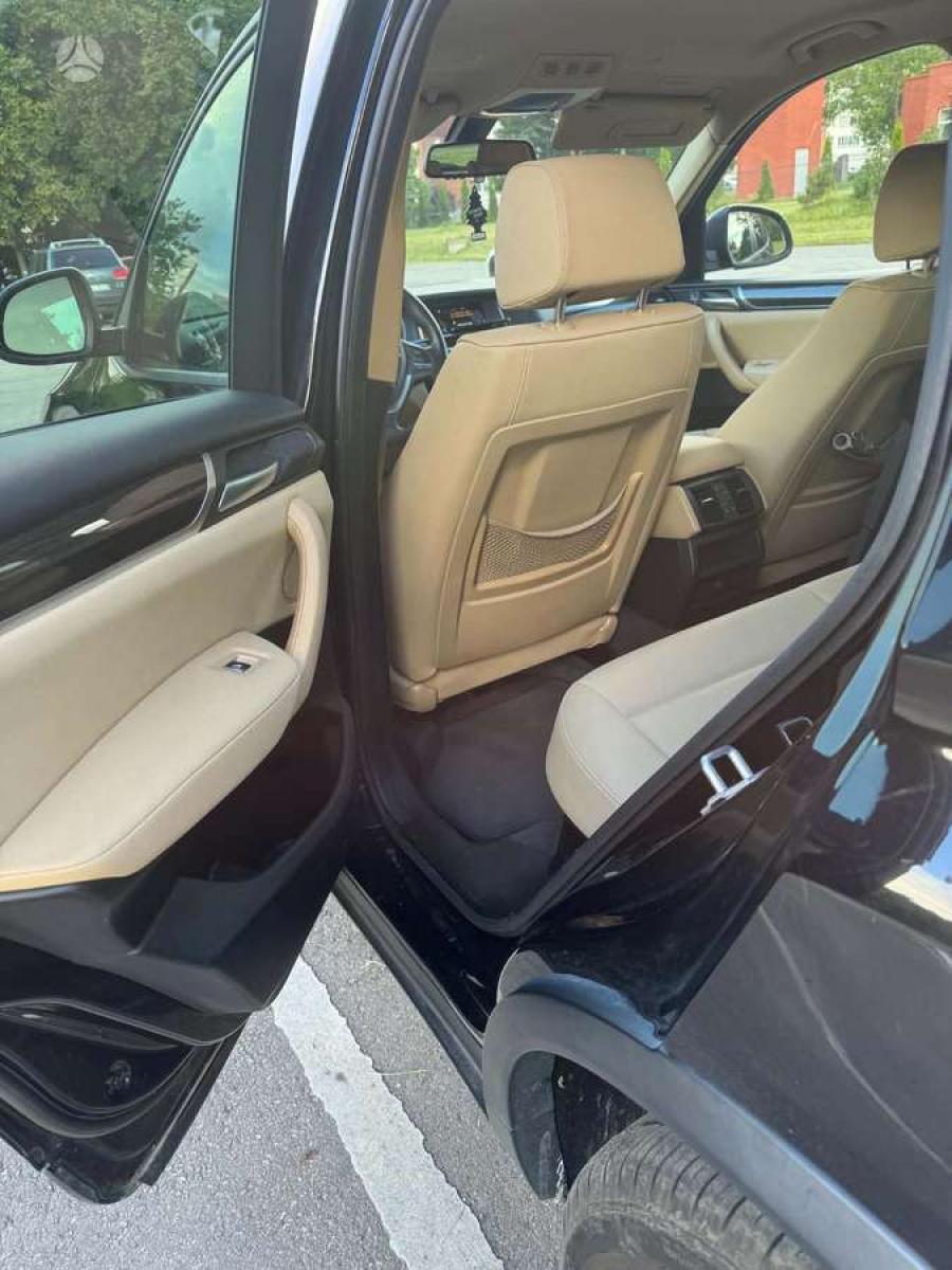Black BMW X3 2017 in Klaipeda, with an engine capacity of 2.00 L and mileage of 178 thousand km for 11999 €, photo 12 on AUTOMOTO.COM.LV