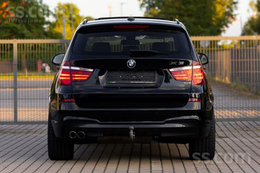 Black BMW X3 2017 in Riga, with an engine capacity of 3.00 L and mileage of 0 thousand km for 16900 €, photo 6 on AUTOMOTO.COM.LV
