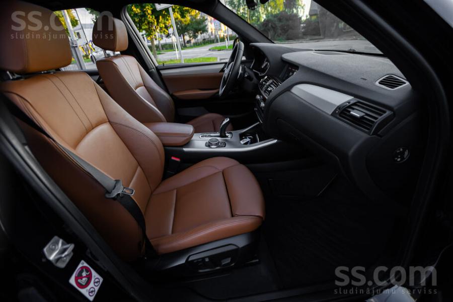 Black BMW X3 2017 in Riga, with an engine capacity of 3.00 L and mileage of 0 thousand km for 16900 €, photo 11 on AUTOMOTO.COM.LV