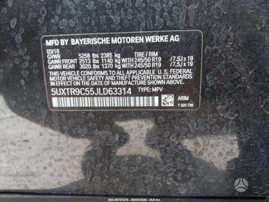 Black BMW X3 2018 in Klaipeda, with an engine capacity of 0.00 L and mileage of 68 thousand km for 9800 €, photo 10 on AUTOMOTO.COM.LV