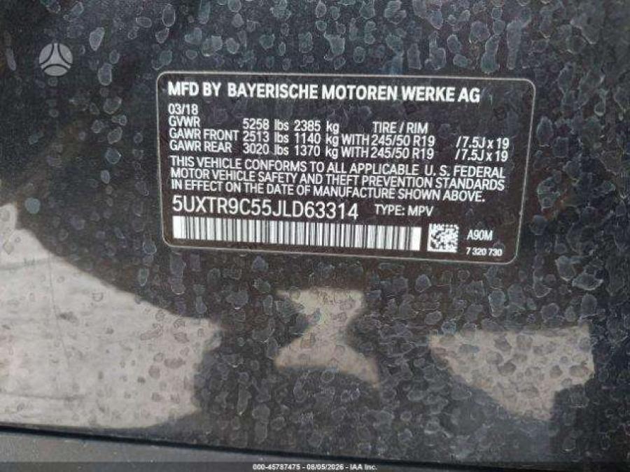 Black BMW X3 2018 in Klaipeda, with an engine capacity of 0.00 L and mileage of 68 thousand km for 9800 €, photo 11 on AUTOMOTO.COM.LV