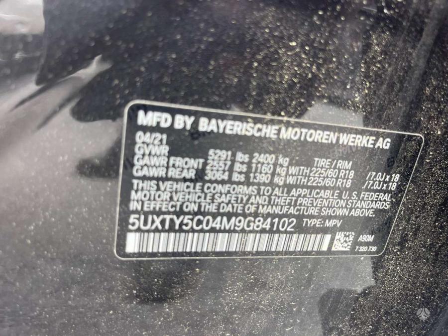 Melns BMW X3 2021 Utena, ar dzinēja tilpumu 2.00 L un nobraukumu 60 tūkst. km par 15000 €, foto 9 vietnē AUTOMOTO.COM.LV