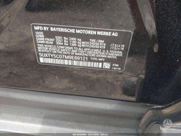 Black BMW X3 2021 in Klaipeda, with an engine capacity of 2.00 L and mileage of 92 thousand km for 13200 €, photo 9 on AUTOMOTO.COM.LV