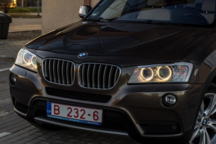 Brown BMW X3 2012 in Riga, with an engine capacity of 3.00 L and mileage of 266 thousand km for 12990 €, photo 32 on AUTOMOTO.COM.LV